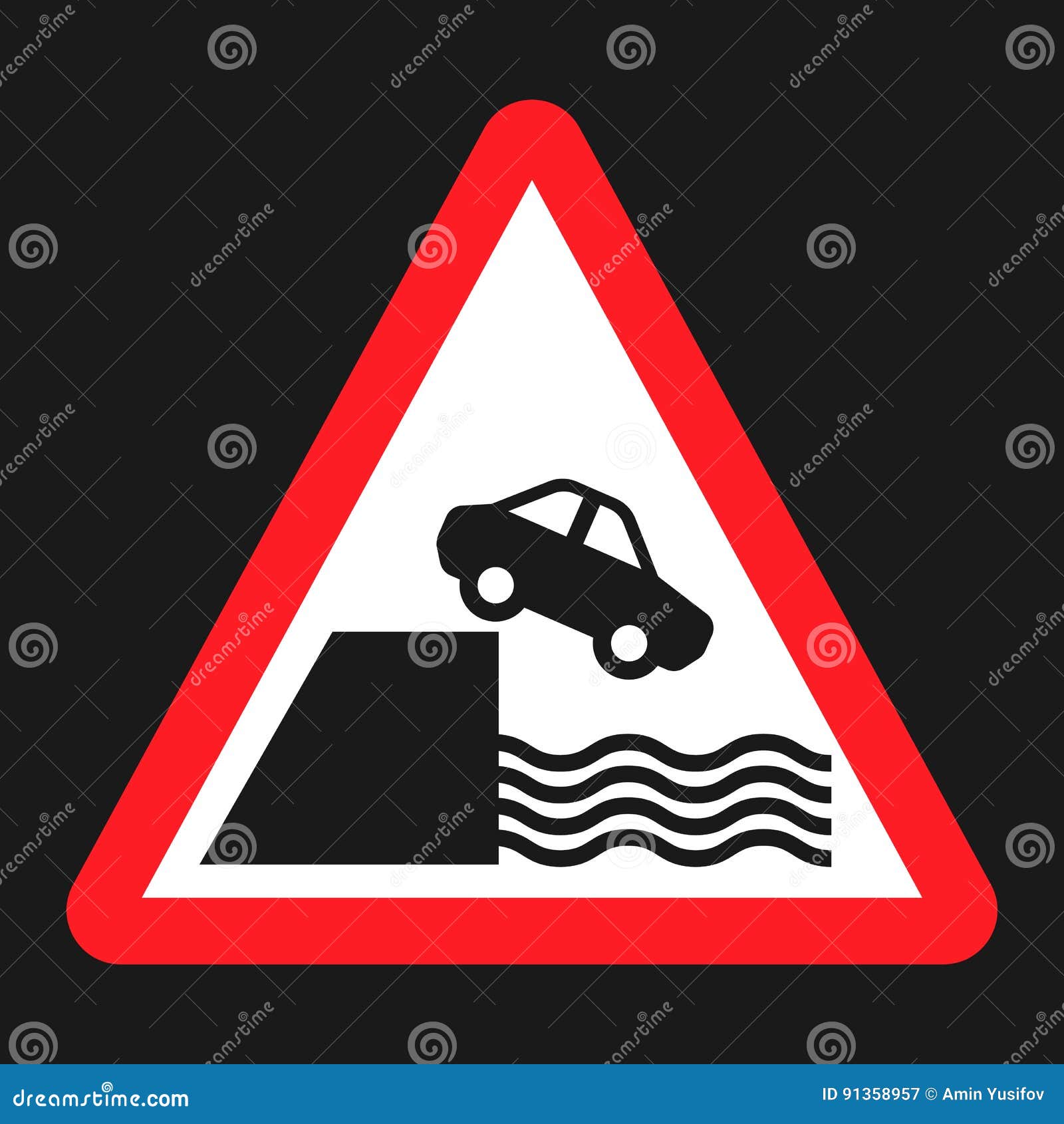Embankment sign flat icon stock vector. Illustration of drive - 91358957
