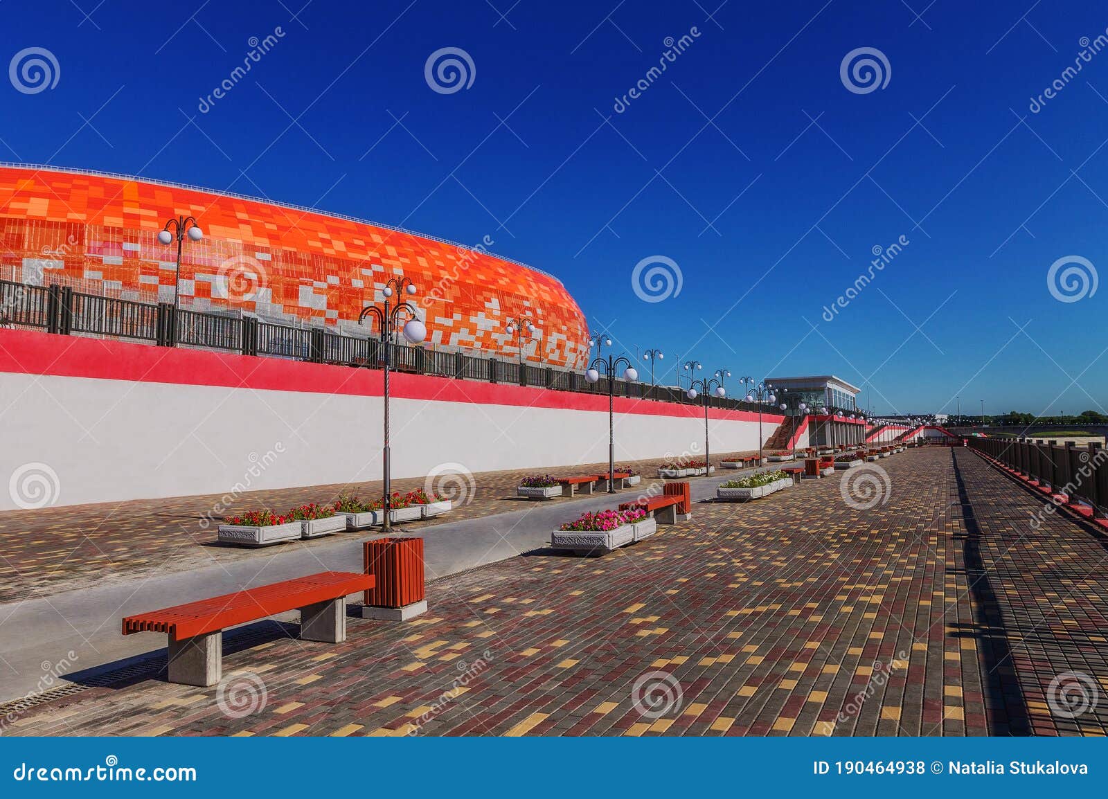 Embankment and stadium stock photo. Image of benches - 190464938