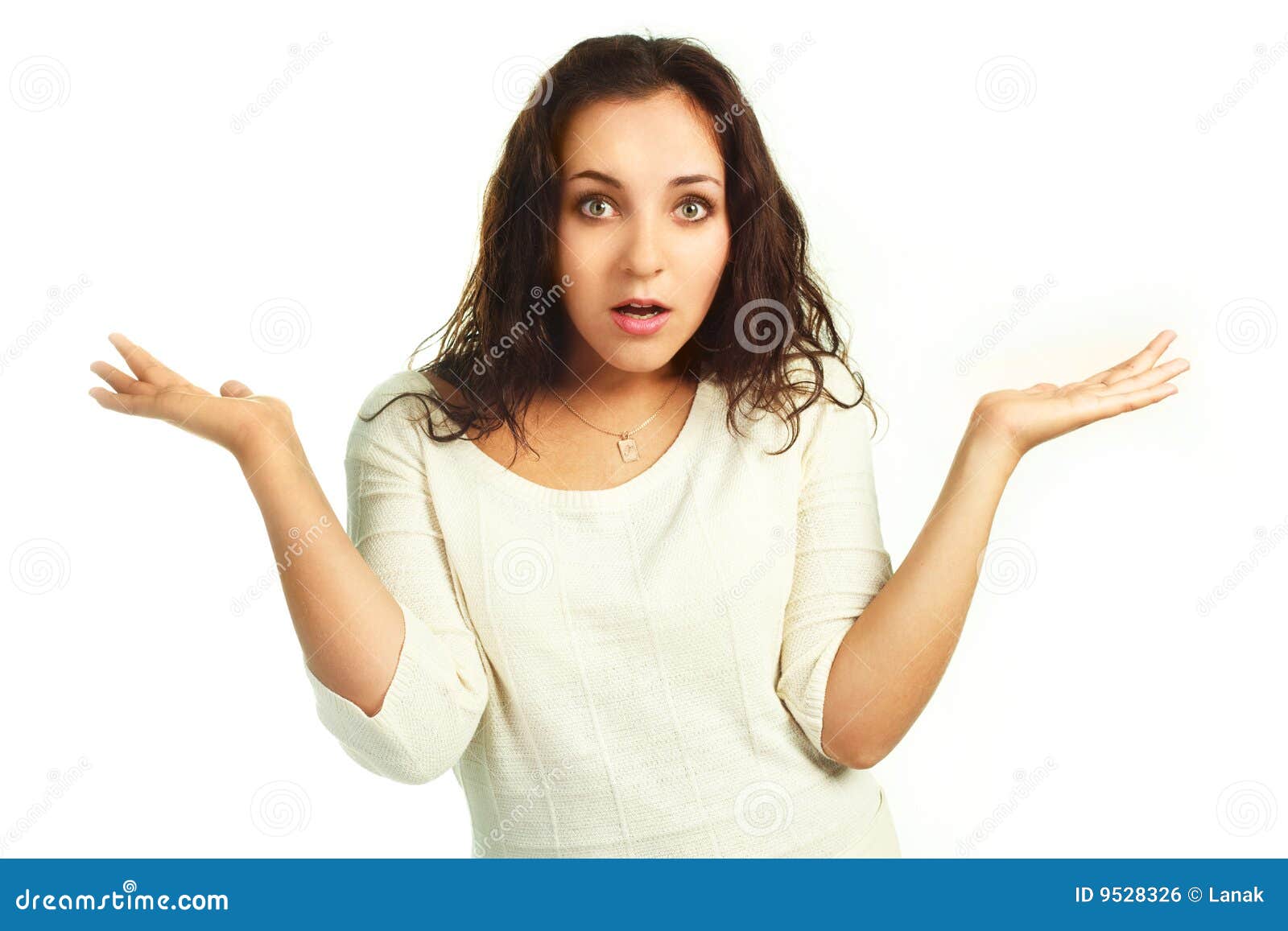 Embarassed woman stock photo. Image of person, face, dress - 9528326