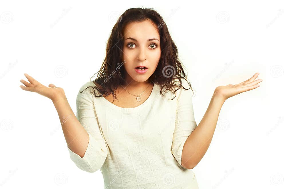 Embarassed woman stock photo. Image of person, face, dress - 9528326