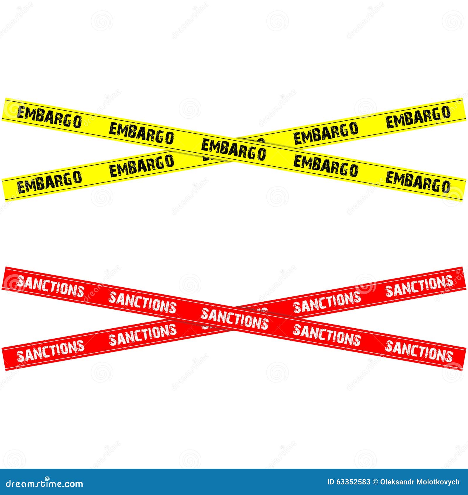 Embargo and Sanctions Crossed Tapes Stock Vector - Illustration of ...