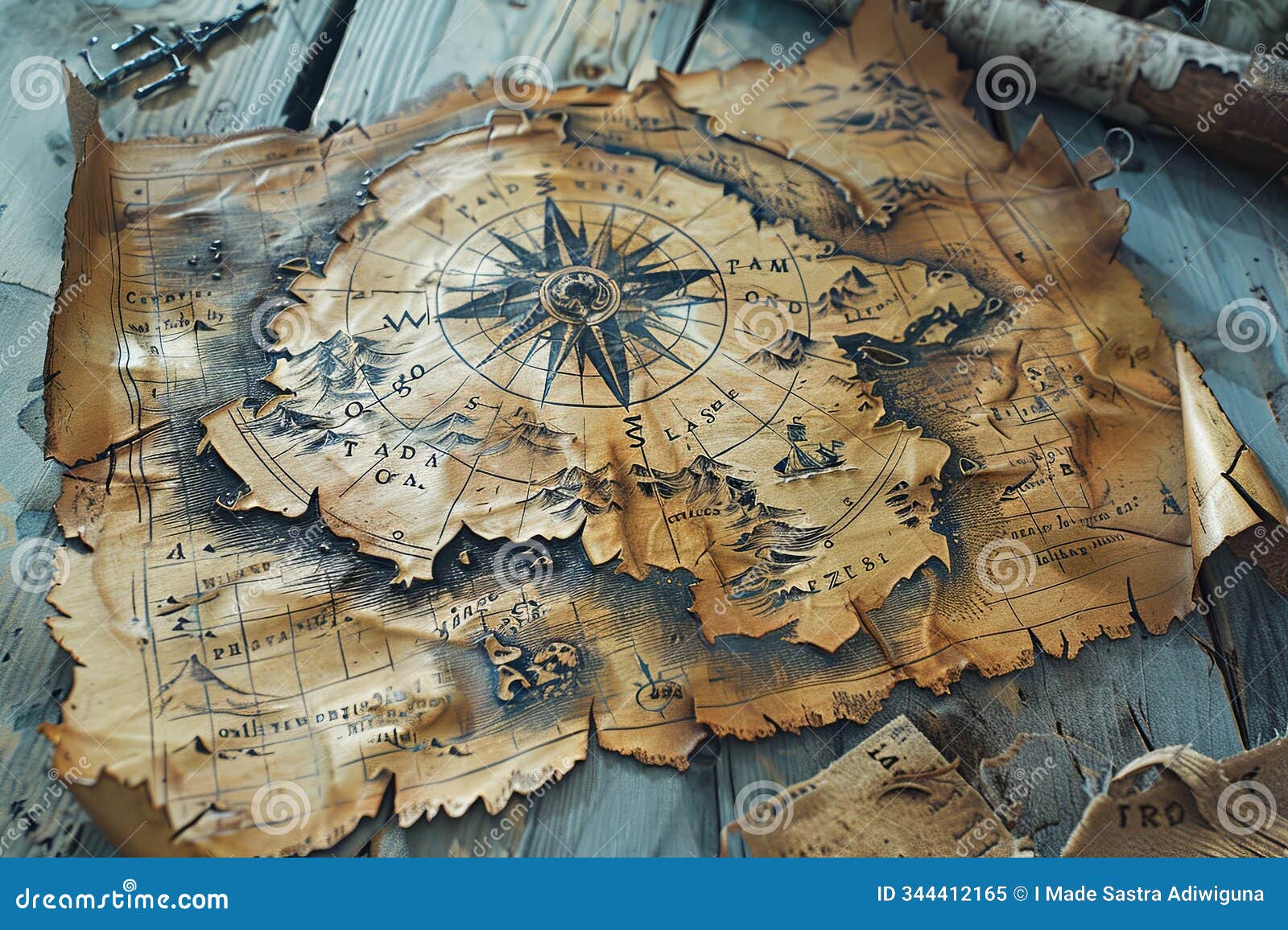 Embark on a Captivating Tropical Quest with an Aged Treasure Map and ...