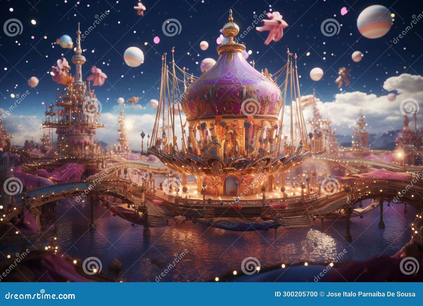 Explore a Celestial Carnival with Spacecraft of Stock Illustration ...