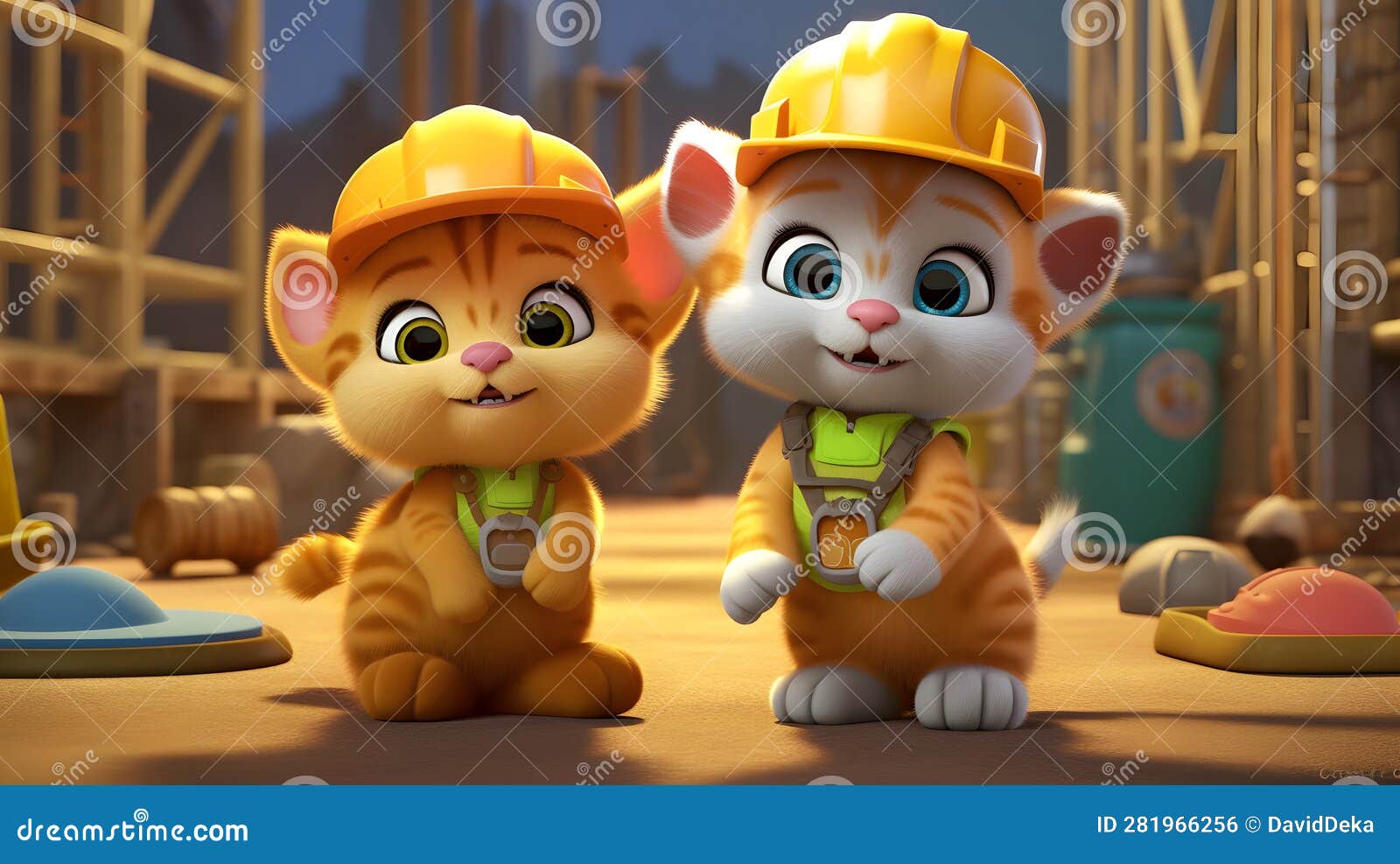 Photorealistic Cats In Construction Gear - Captivating Illustrations Of ...