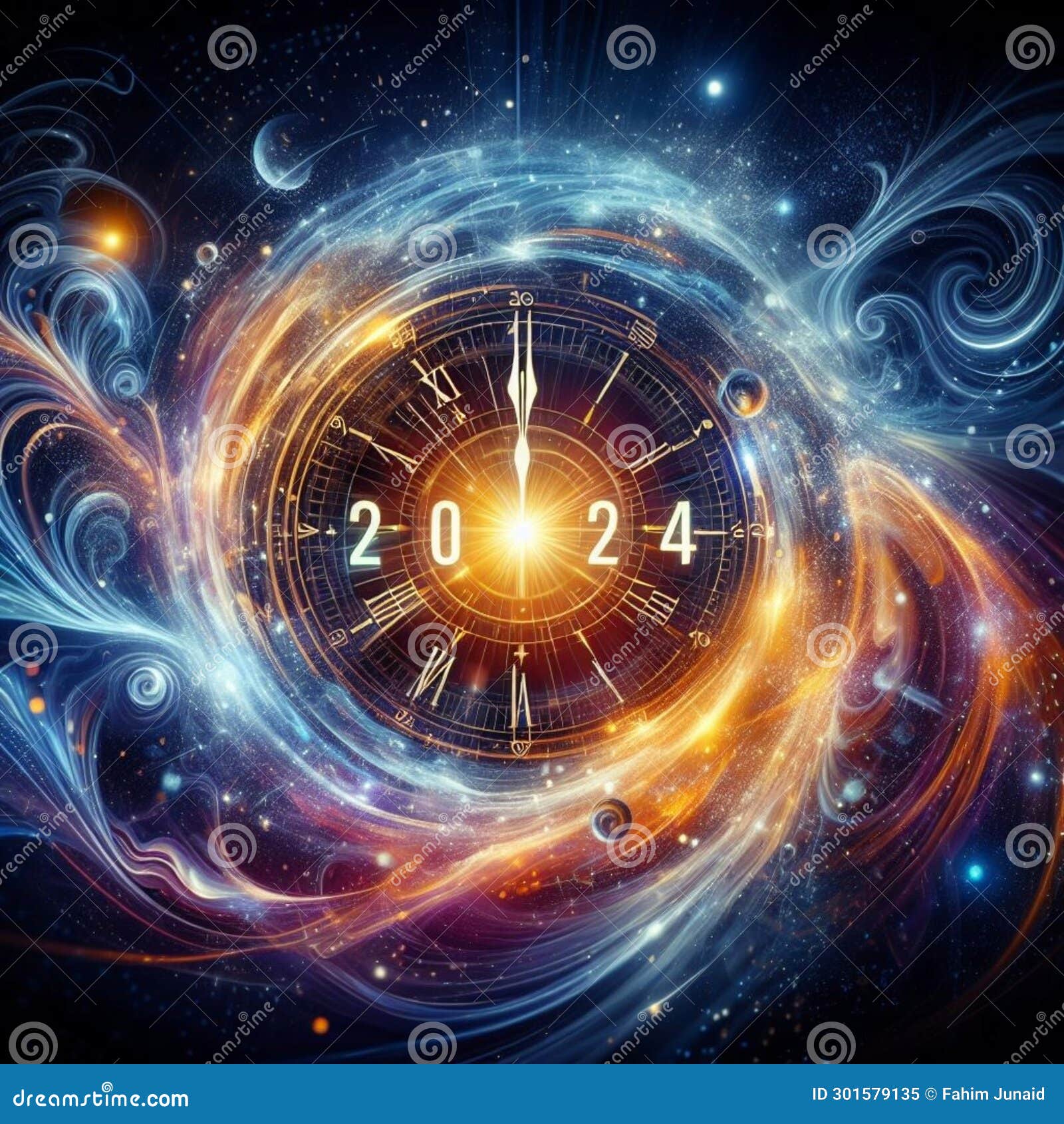 2024: Time S Cosmic Transition To New Realms Stock Illustration ...