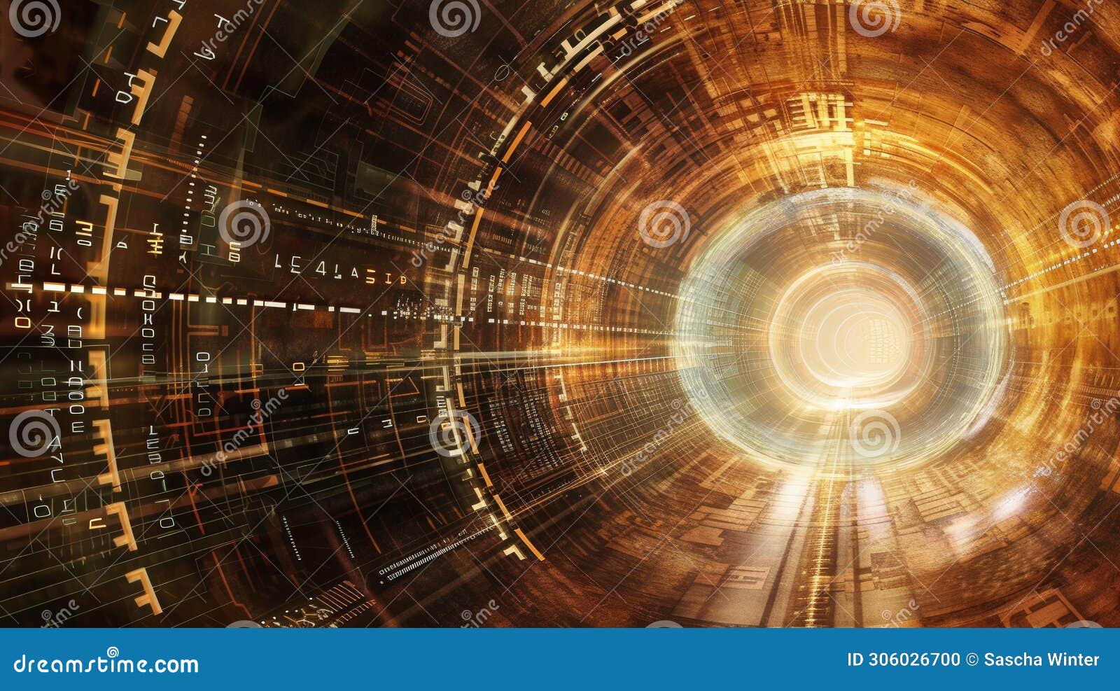 Code Reverie: Bridging Millennia in a Time Tunnel Stock Photo - Image ...