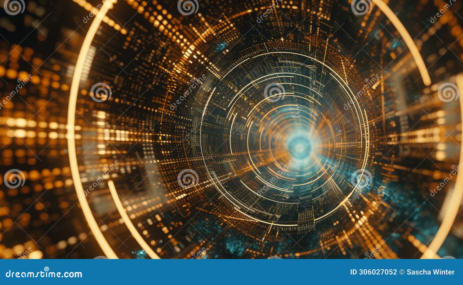 Code Reverie: Bridging Millennia in a Time Tunnel Stock Illustration ...