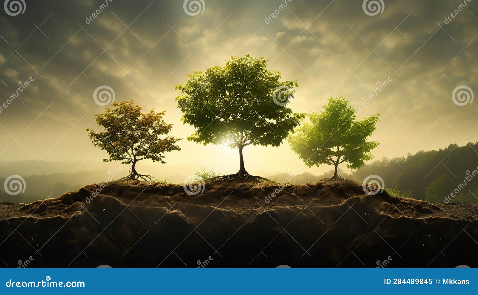Tree Growth in Three Steps in Nature Stock Illustration - Illustration ...