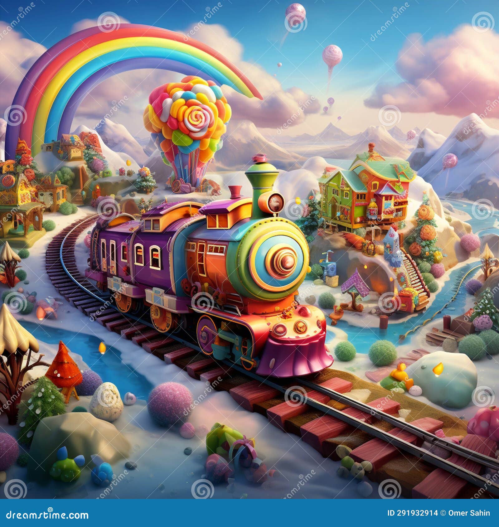 Tiny Train Trek: a Whimsical Journey through an Unexpected World Stock ...