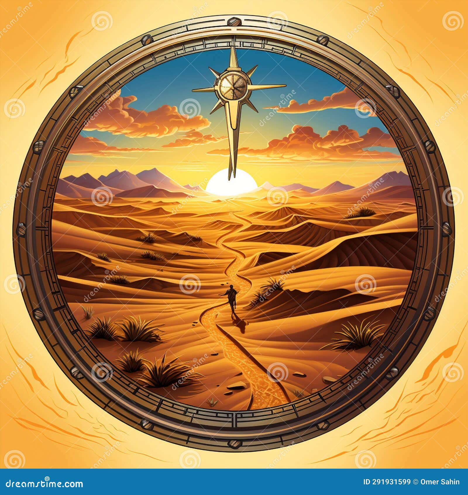 Compass in Vast Desert Landscape Stock Image - Image of highly, compass ...