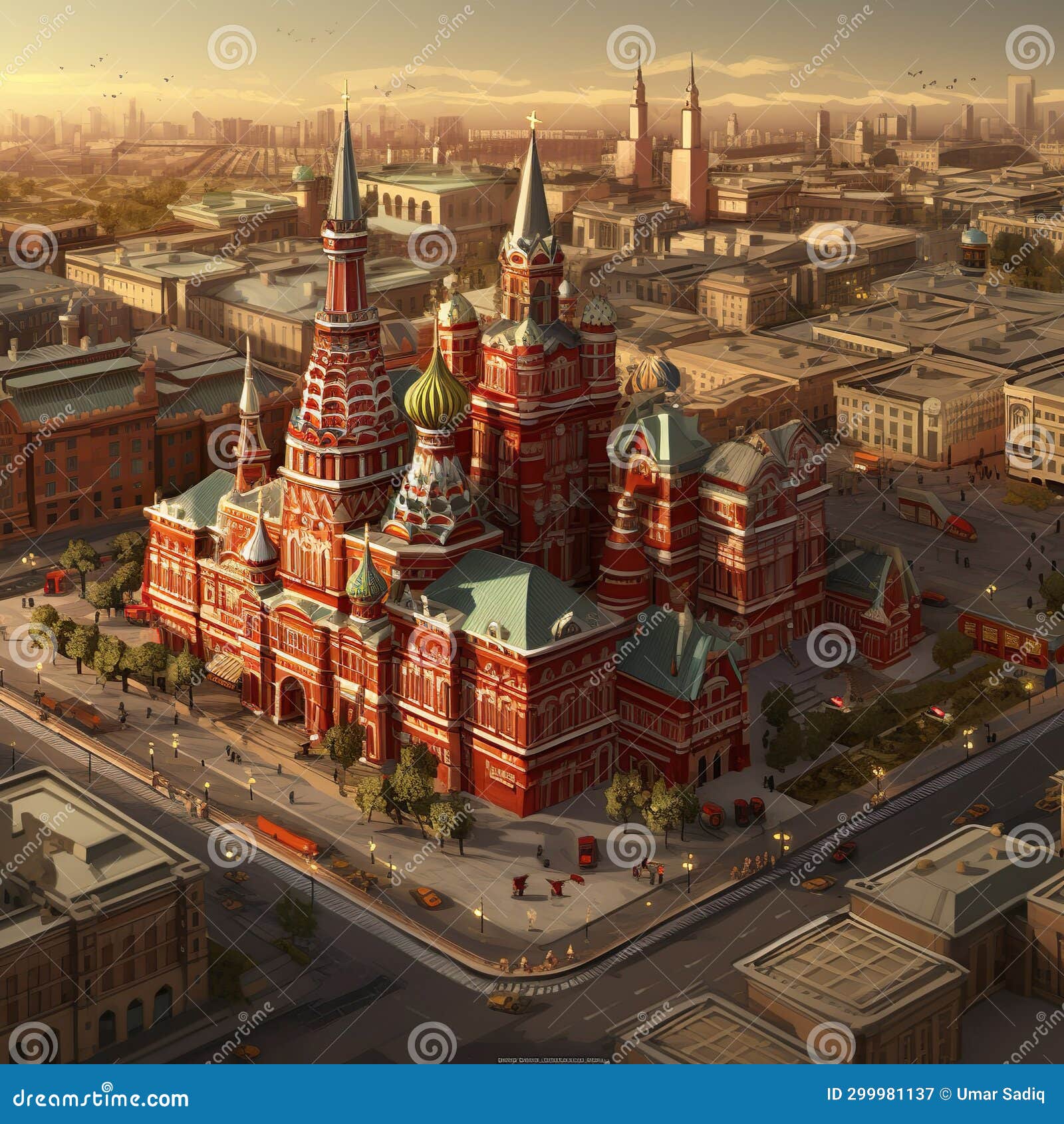 The Red Square Russia Bustling 3D Isometric Perspective of the Red ...