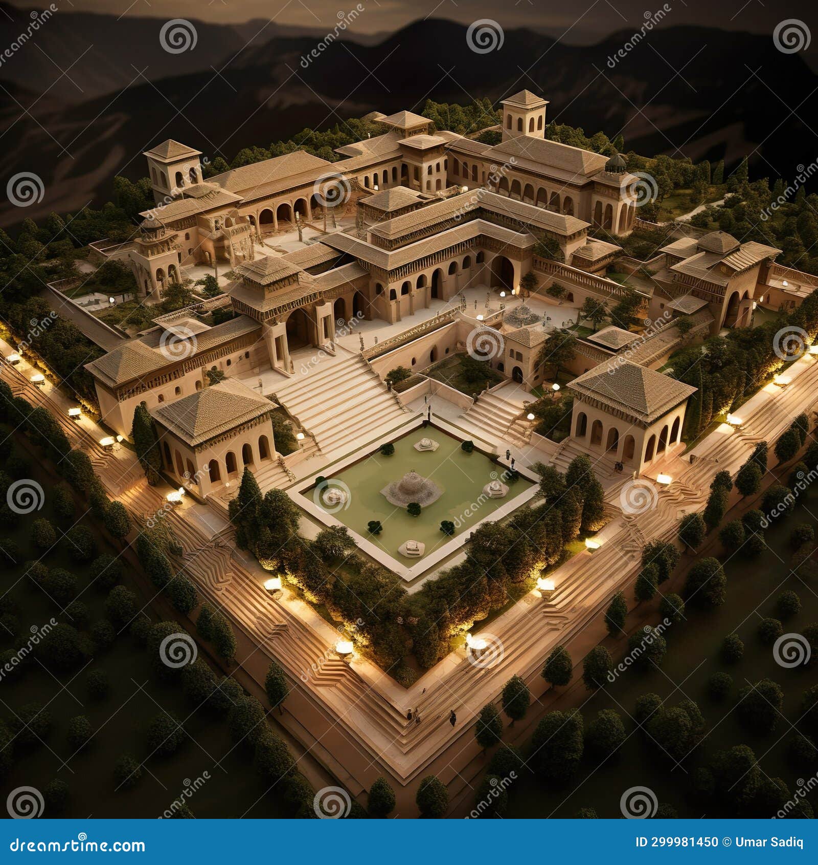 The Alhambra Spain Detailed 3D Isometric Perspective of the Alhambra in ...