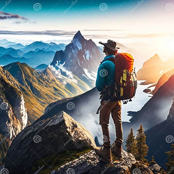 Adventurous Solo Travelers: Exploring Landscapes and Landmarks Stock ... Adventurous Solo Travelers: Exploring Landscapes and Landmarks Stock ...