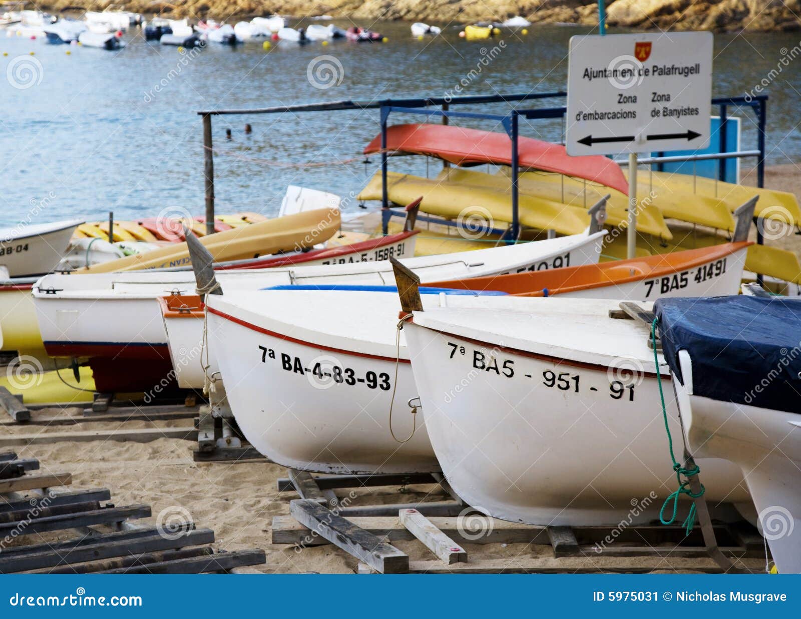 Embarkation Zone on the Beach Stock Image - Image of sign, spanish: 5975031