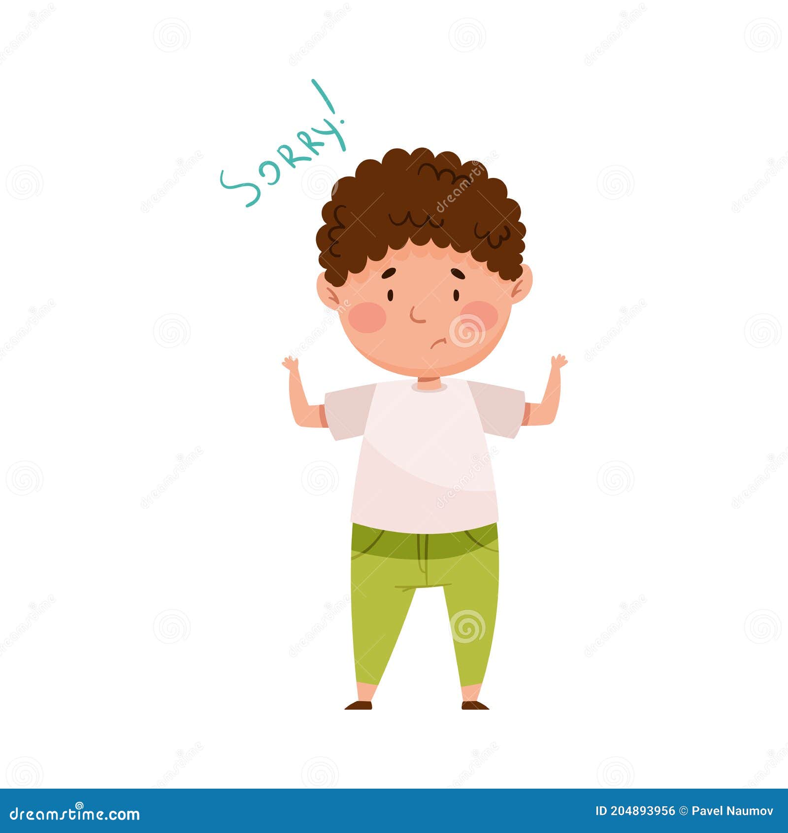 Embarrassed Boy Spreading Hands Feeling Sorry and Expressing Regret ...