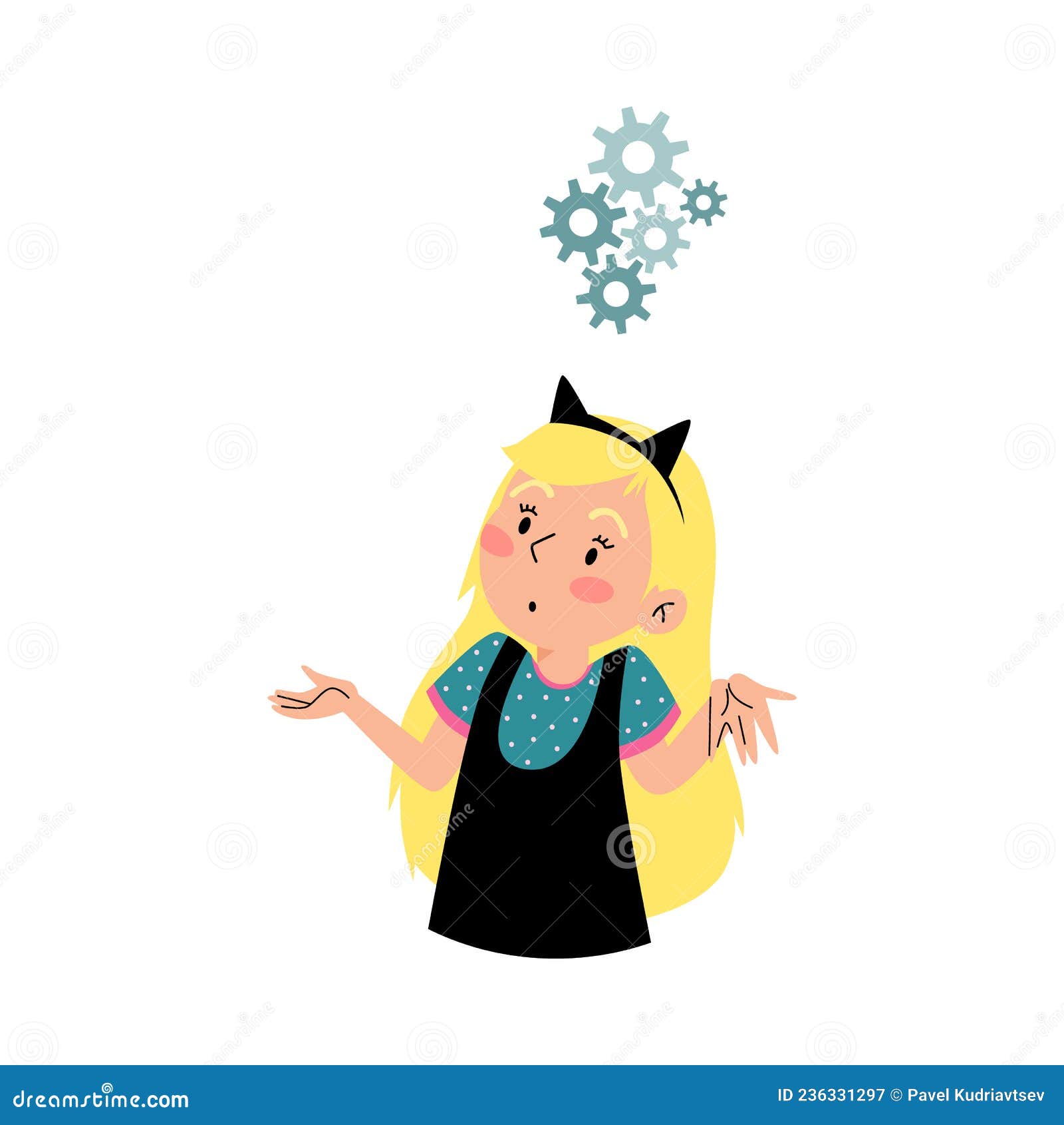 Embarrassed Child Overthinking Question or Task, Vector Illustration ...
