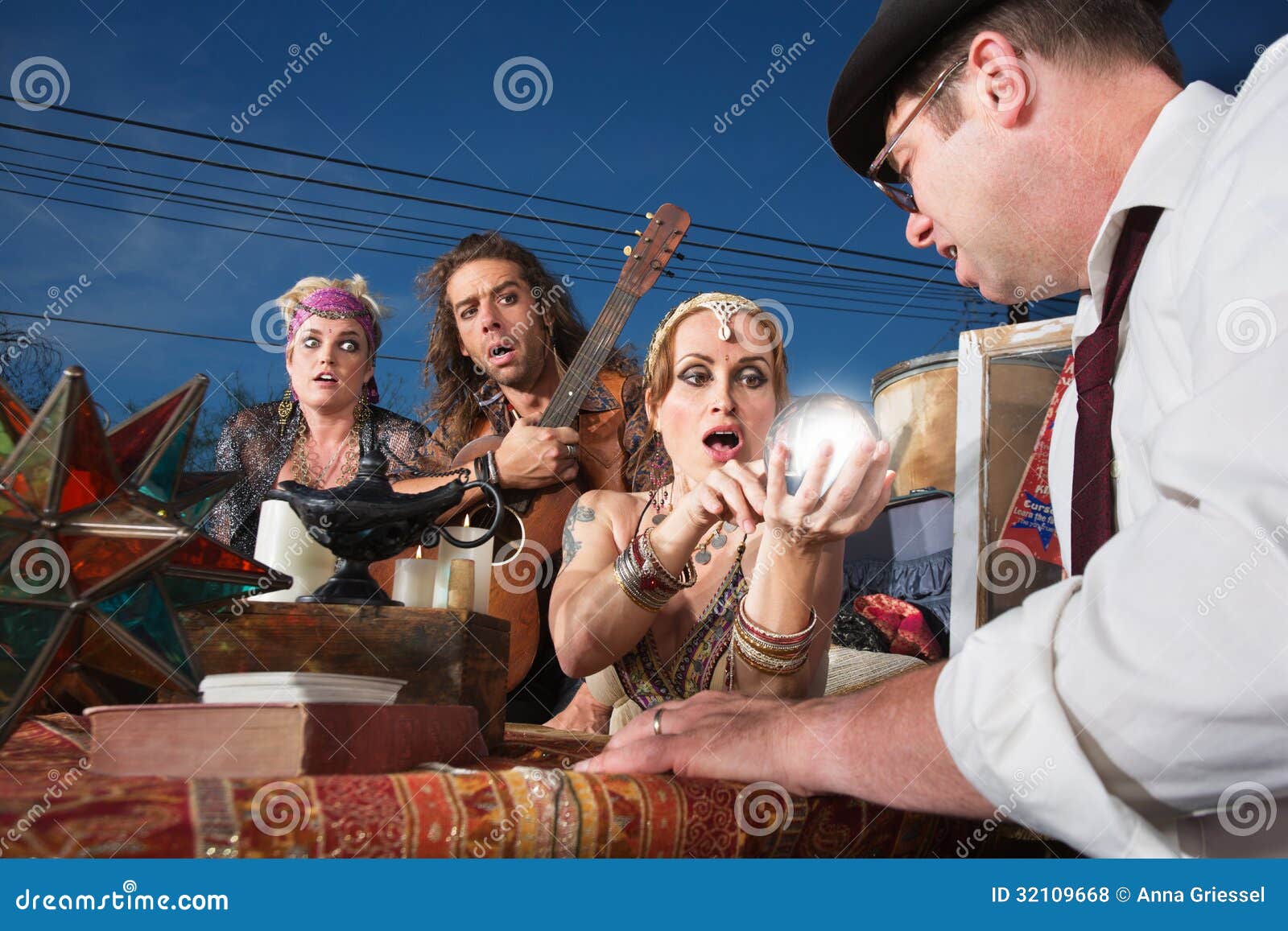 Embarrassed Crystal Ball Reader Stock Photo - Image of people ...