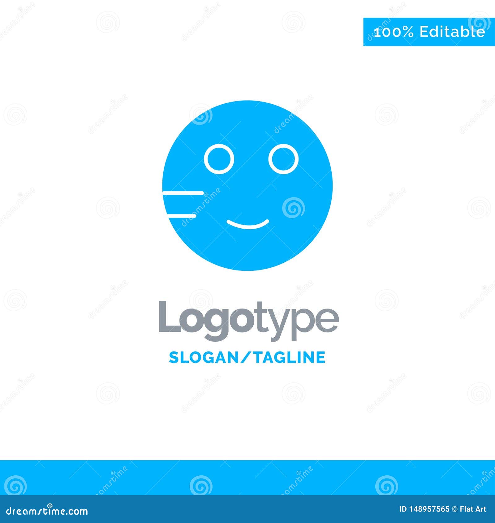 Embarrassed, Emojis, School, Study Blue Solid Logo Template. Place for ...