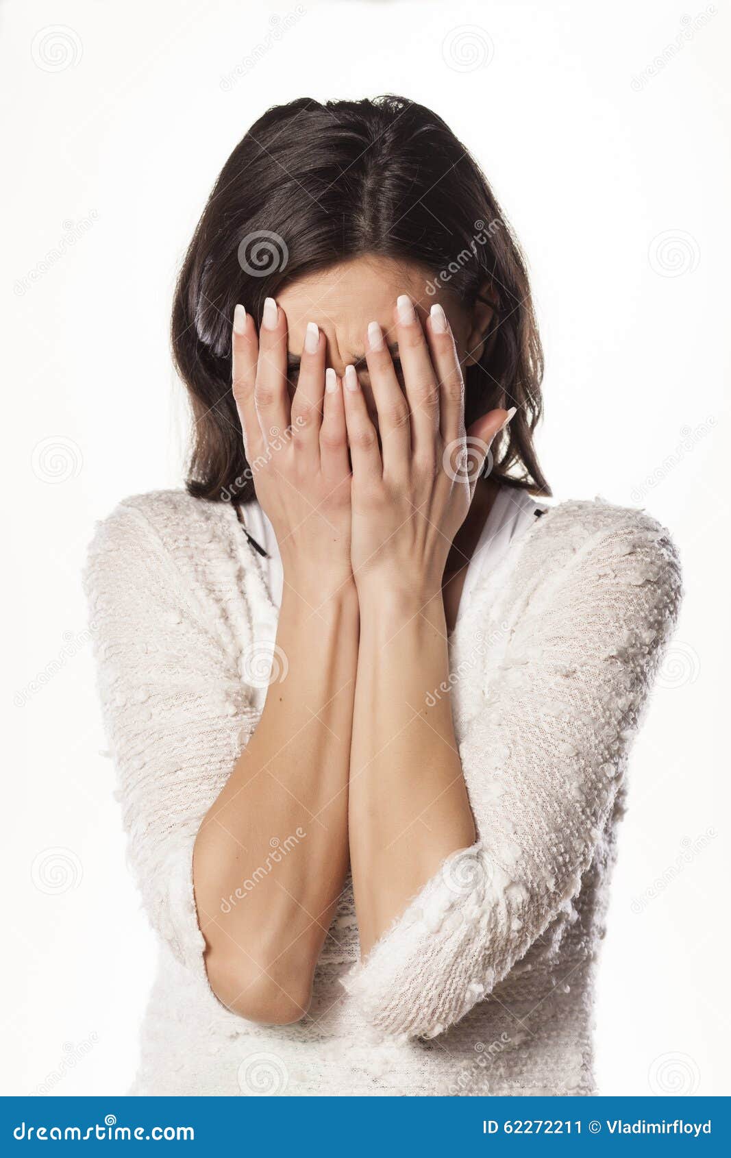 Embarrassed girl stock image. Image of cute, hands, hiding - 62272211