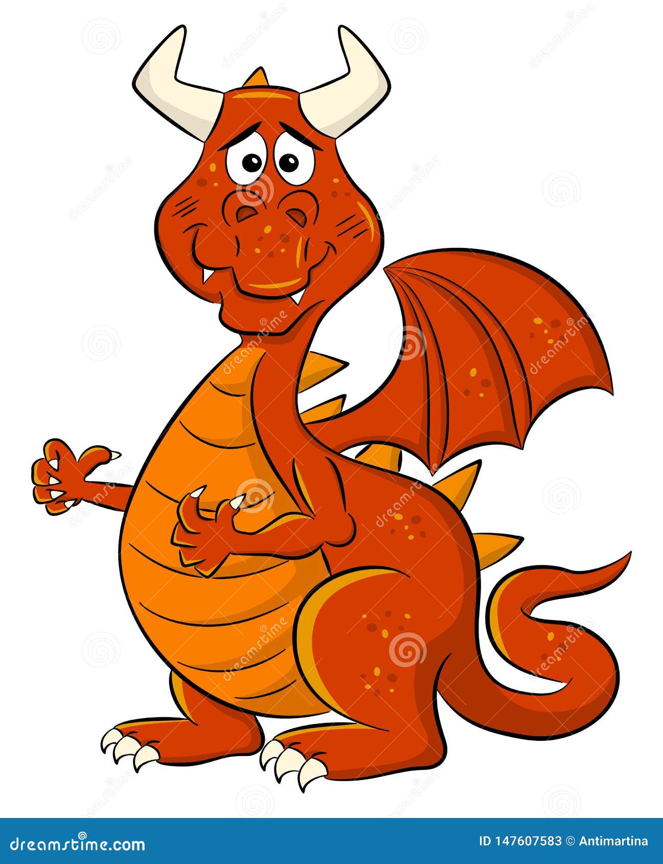 Embarrassed Grinning Cartoon Dragon Stock Vector - Illustration of ...