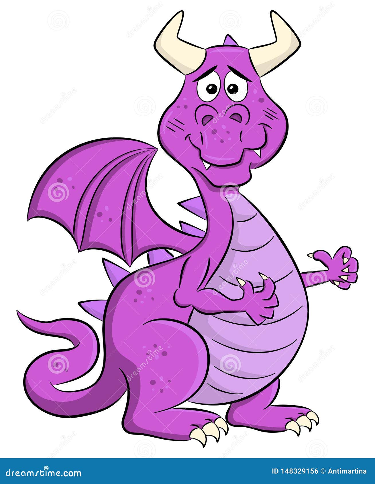 Embarrassed Grinning Cartoon Dragon Stock Vector - Illustration of ...