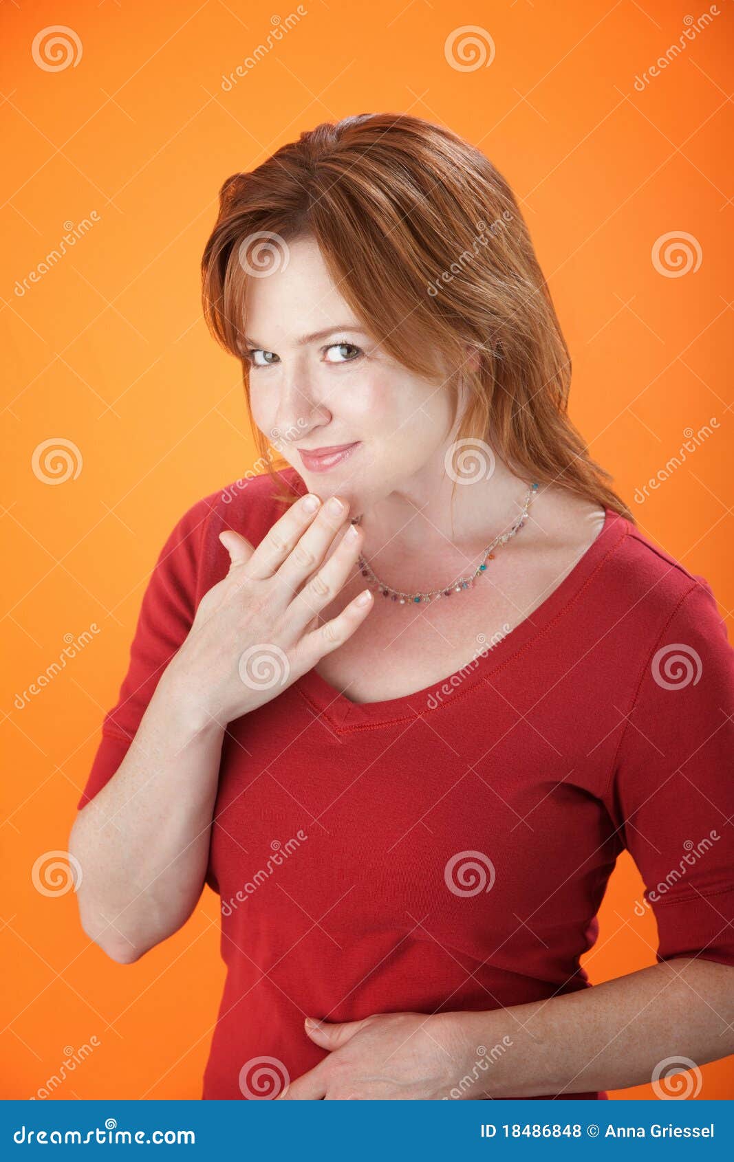 Embarrassed Lady stock photo. Image of chin, pick, choice - 18486848