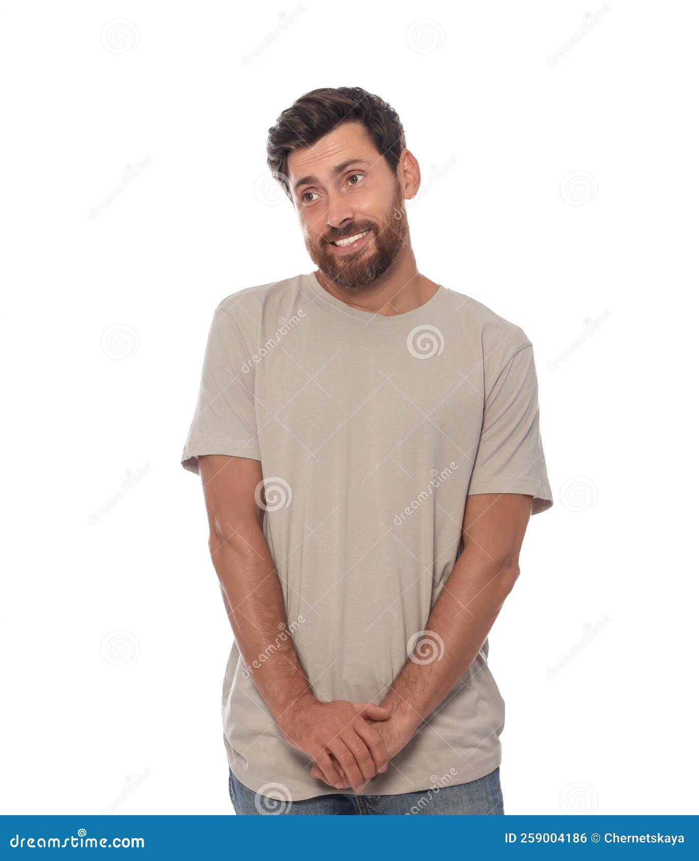 Embarrassed Man in Shirt on White Background Stock Photo - Image of ...