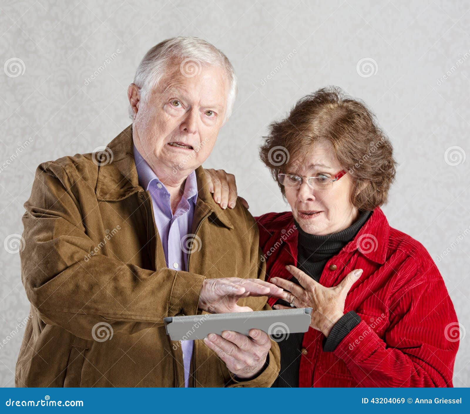 Embarrassed Man with Tablet Stock Image - Image of expression, covering ...