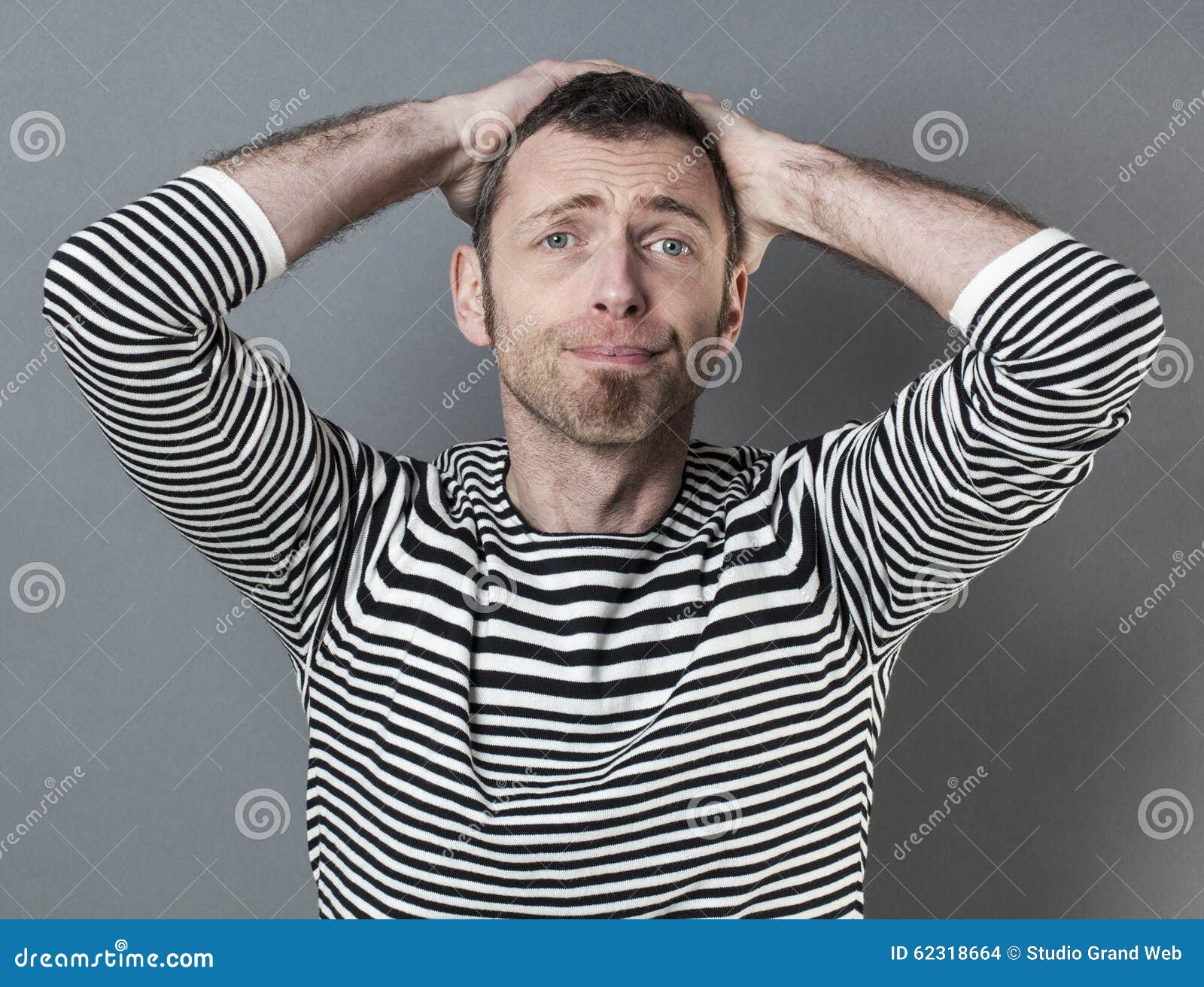 Embarrassed Middle Aged Man Stock Photo - Image of person, frowning ...