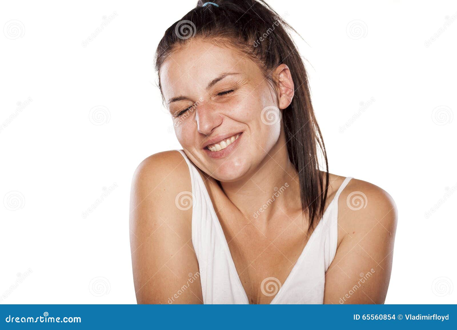 Embarrassed woman stock photo. Image of natural, girl - 65560854