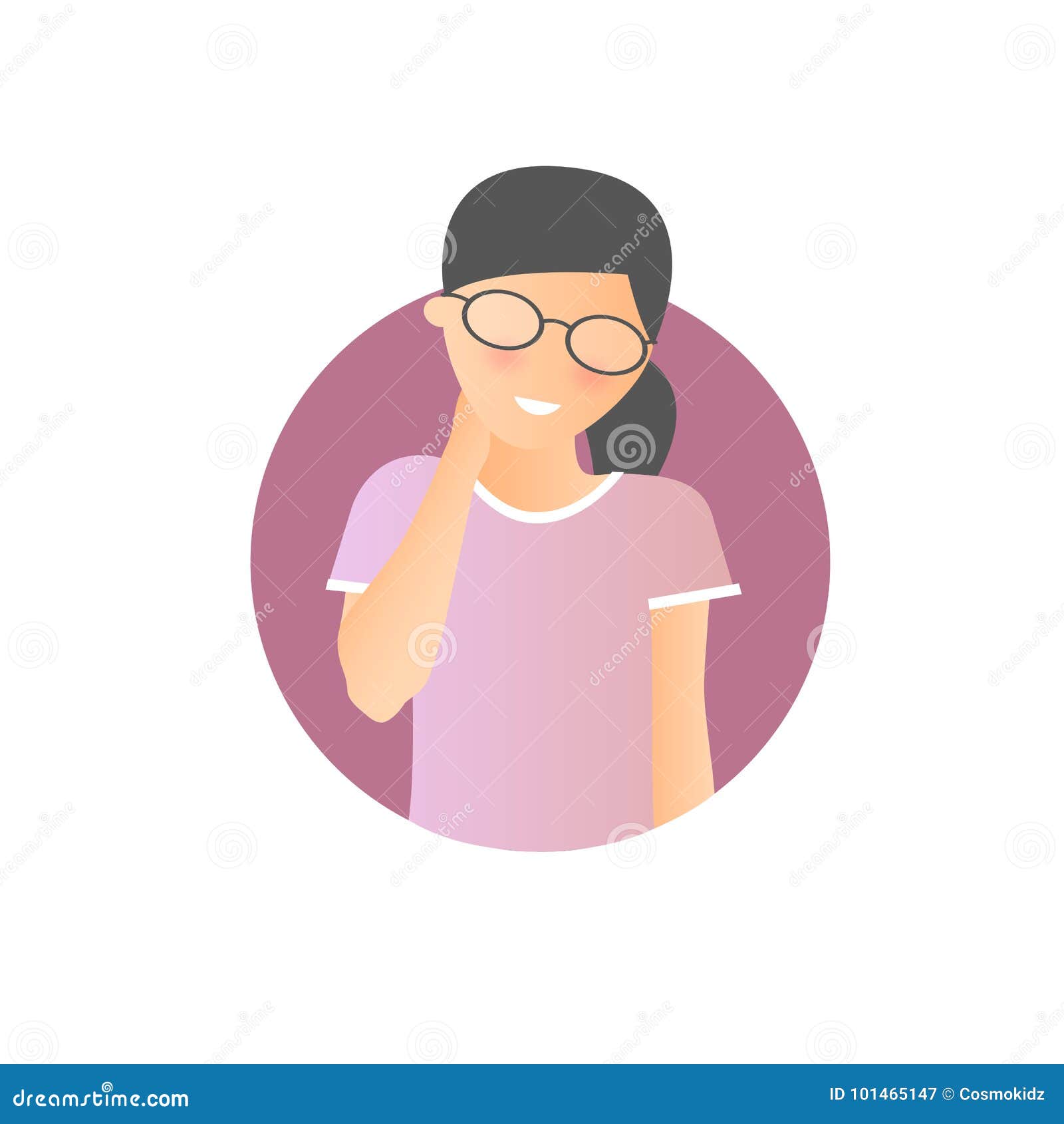 Embarrassment Expression, Woman Shy, Timid. Flat Gradient Vector Icon ...