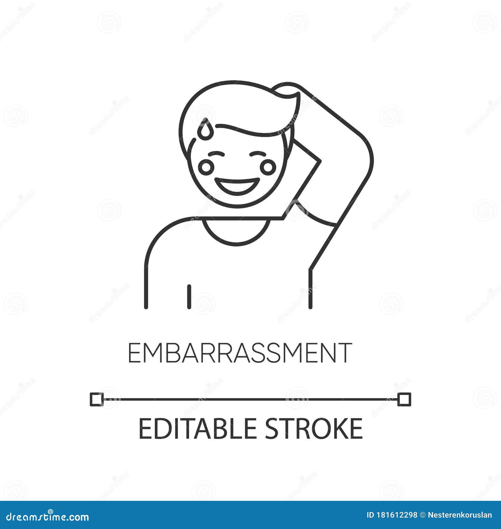 Embarrassment Feeling Icon.Outline Sketch Drawing Cartoon Vector ...