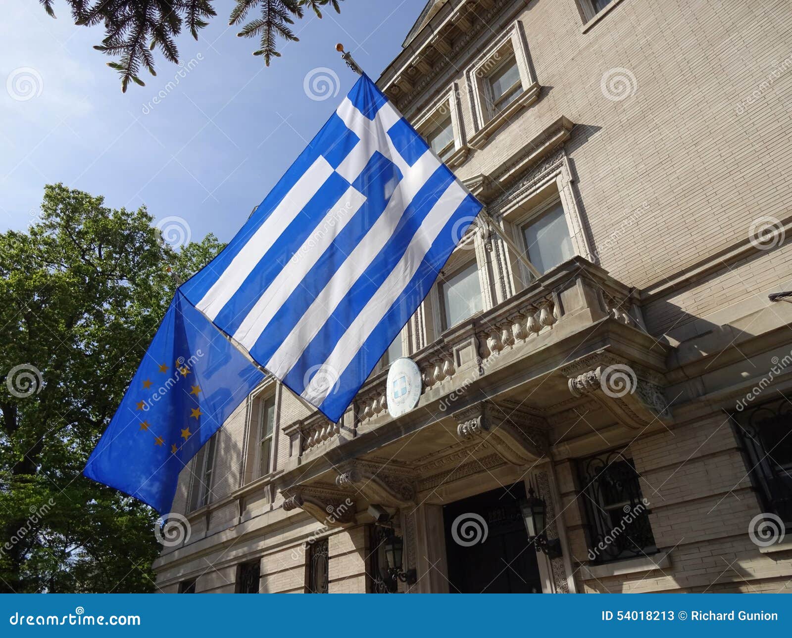 Embassy of Greece Flags stock image. Image of building - 54018213