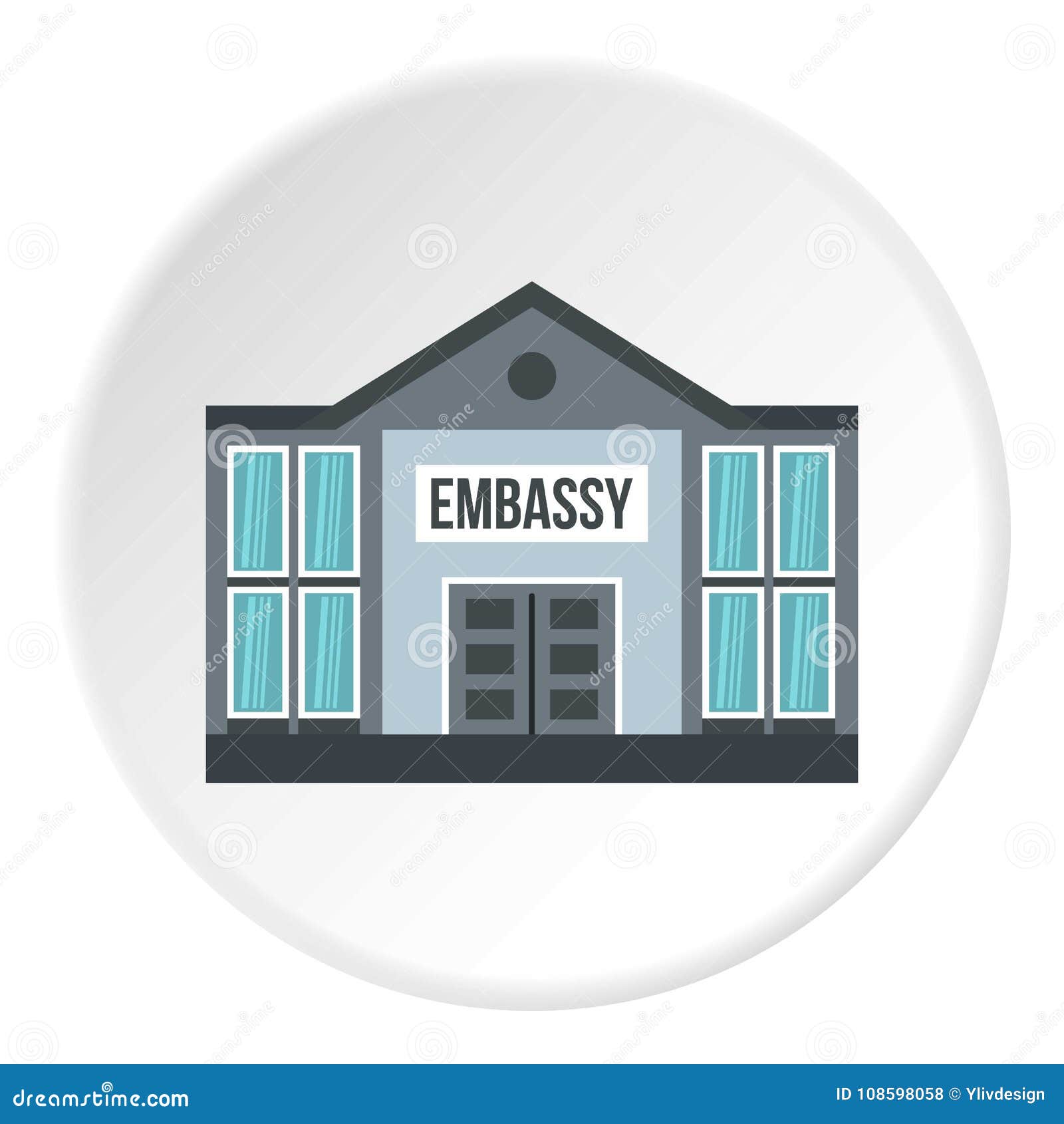 Embassy icon circle stock vector. Illustration of view - 108598058
