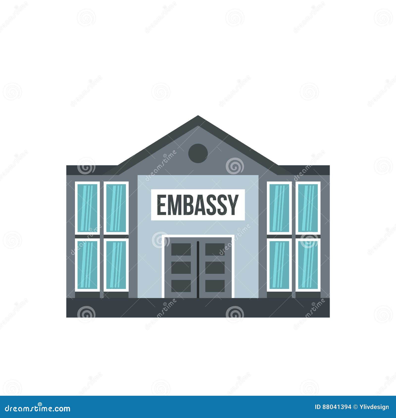Embassy icon, flat style stock vector. Illustration of apply - 88041394