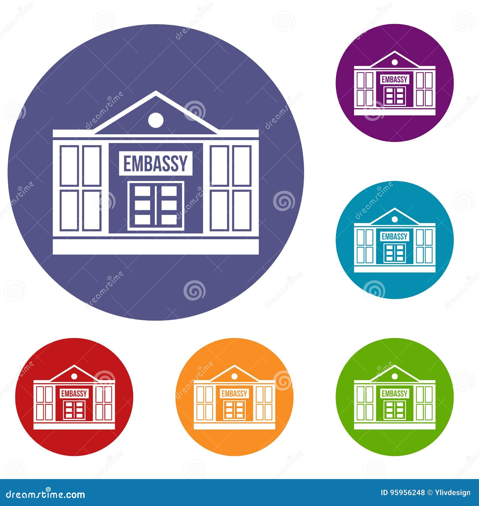 Embassy icons set stock vector. Illustration of application - 95956248