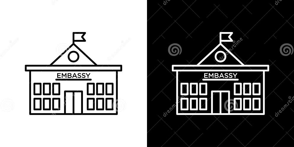 Embassy Thin Line Vector Icon Set Stock Vector - Illustration of ...