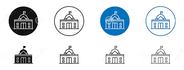 Embassy Thin Line Vector Icon Set Stock Vector - Illustration of civic ...