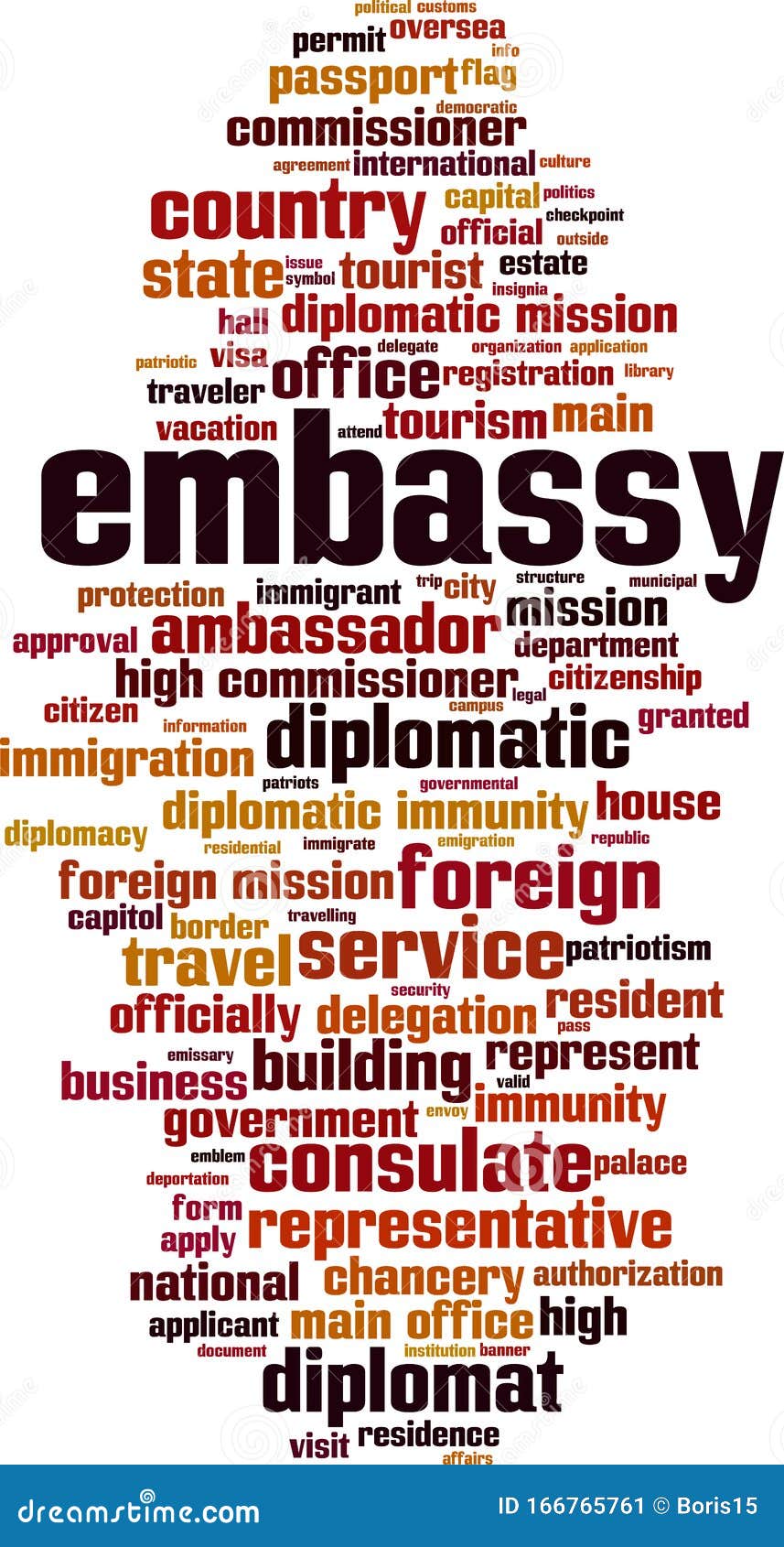 Embassy word cloud stock vector. Illustration of immigrant - 166765761