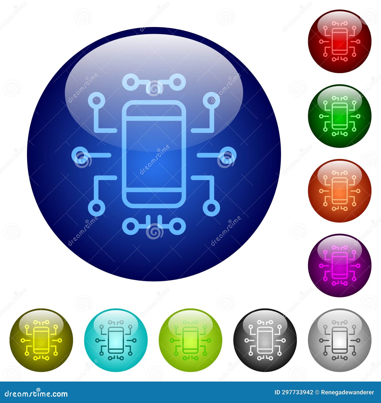 Embedded Device Outline Color Glass Buttons Stock Vector - Illustration ...