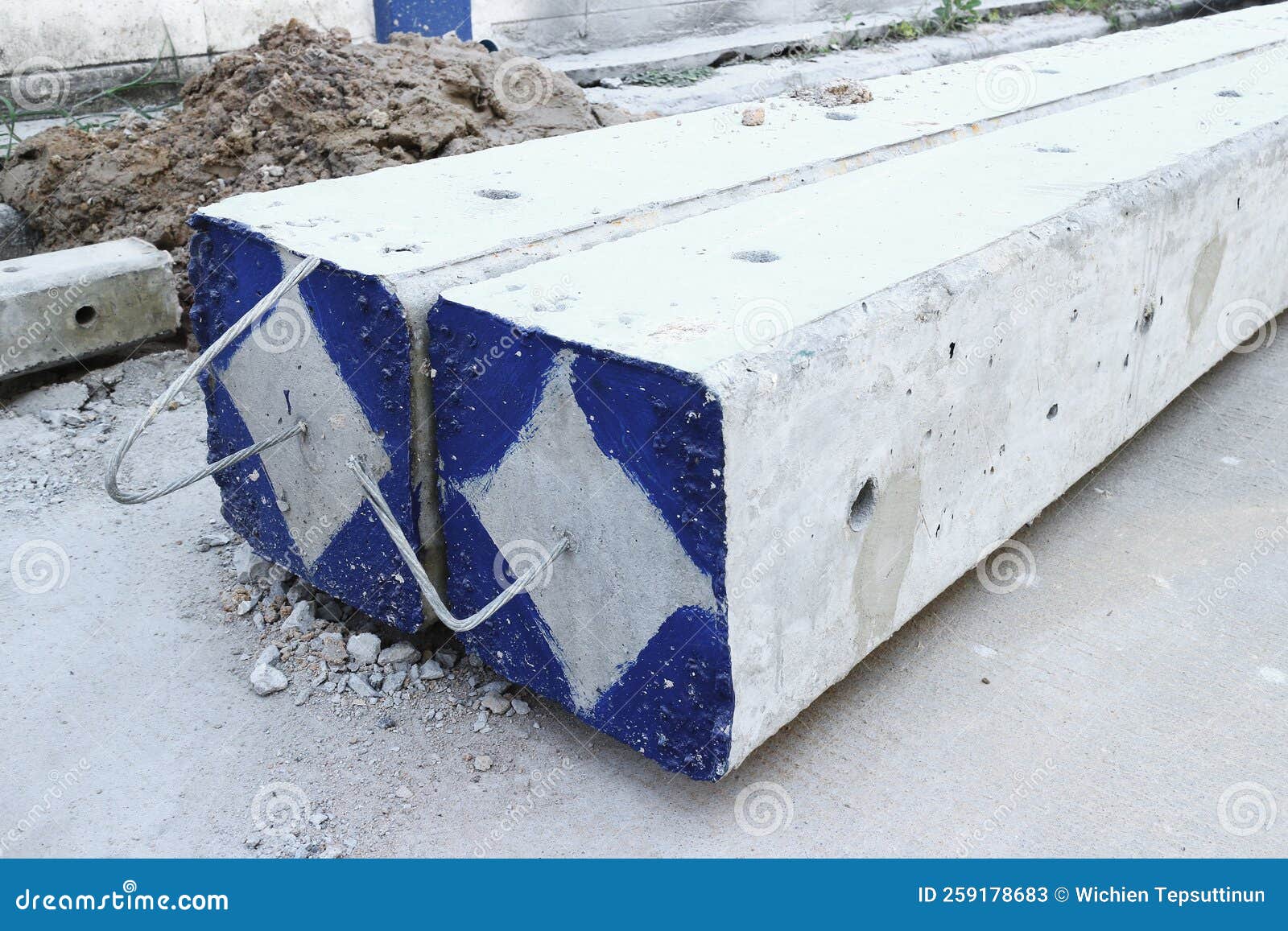 Embedded Ground Wire of Electrical Concrete Pole Bottom View Stock ...