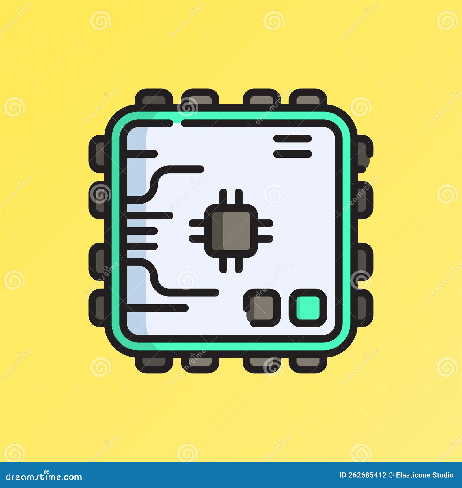 Embedded Icon Vector Illustration. Flat Outline Cartoon. Artificial ...