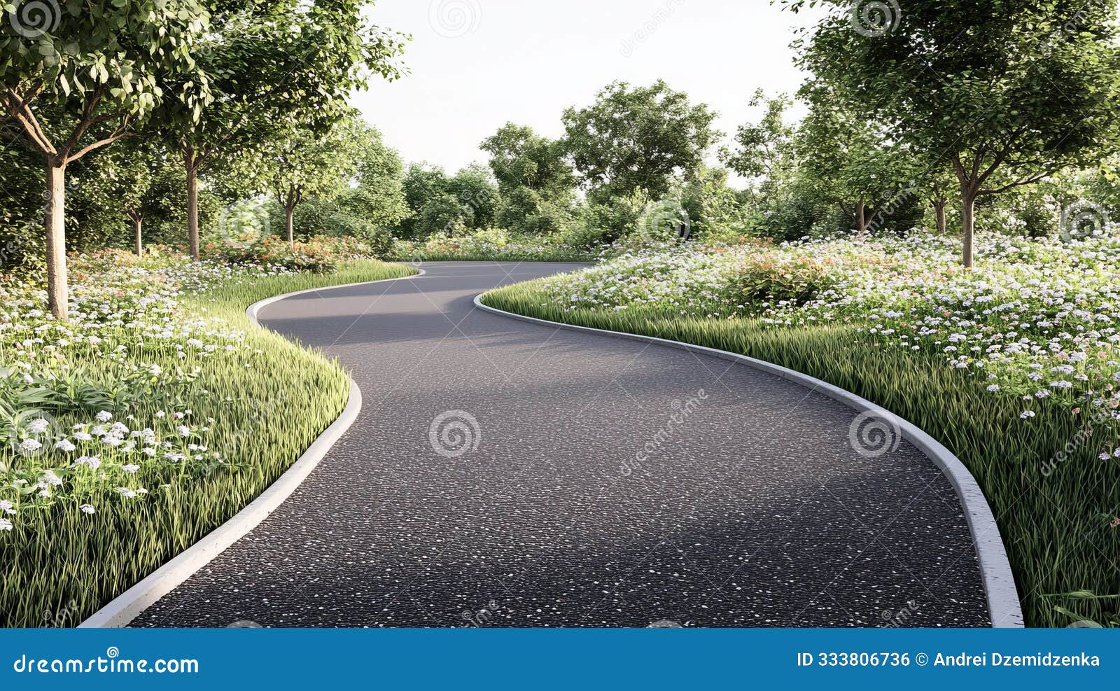 Embedded in Lush Green Grass and Bushes, a Winding Path Leads through ...
