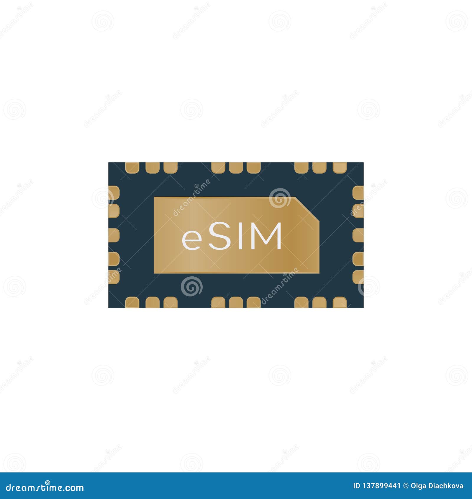Embedded SIM card chip stock vector. Illustration of cellular - 137899441