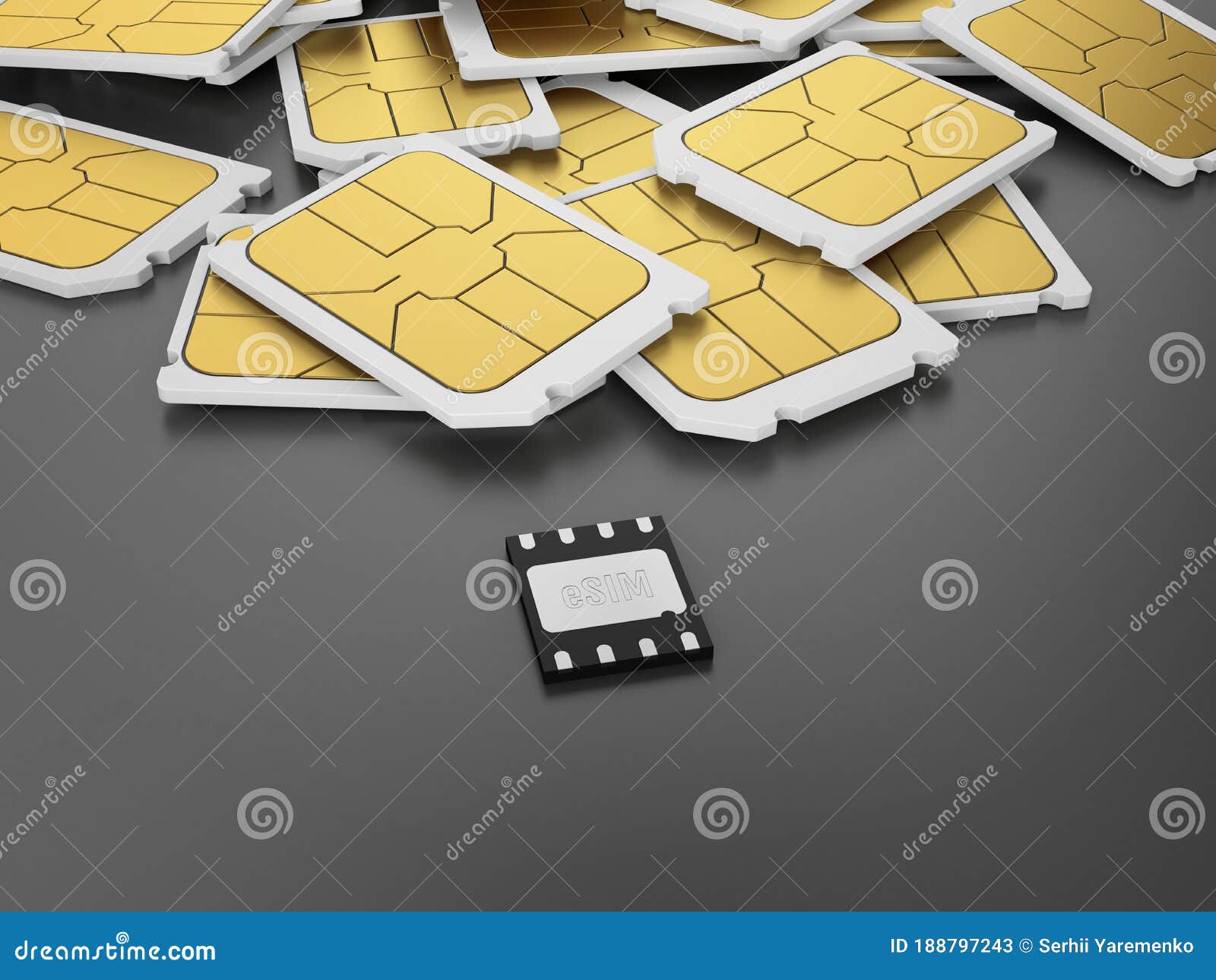 Embedded SIM Cards on Gray Background Stock Illustration - Illustration ...
