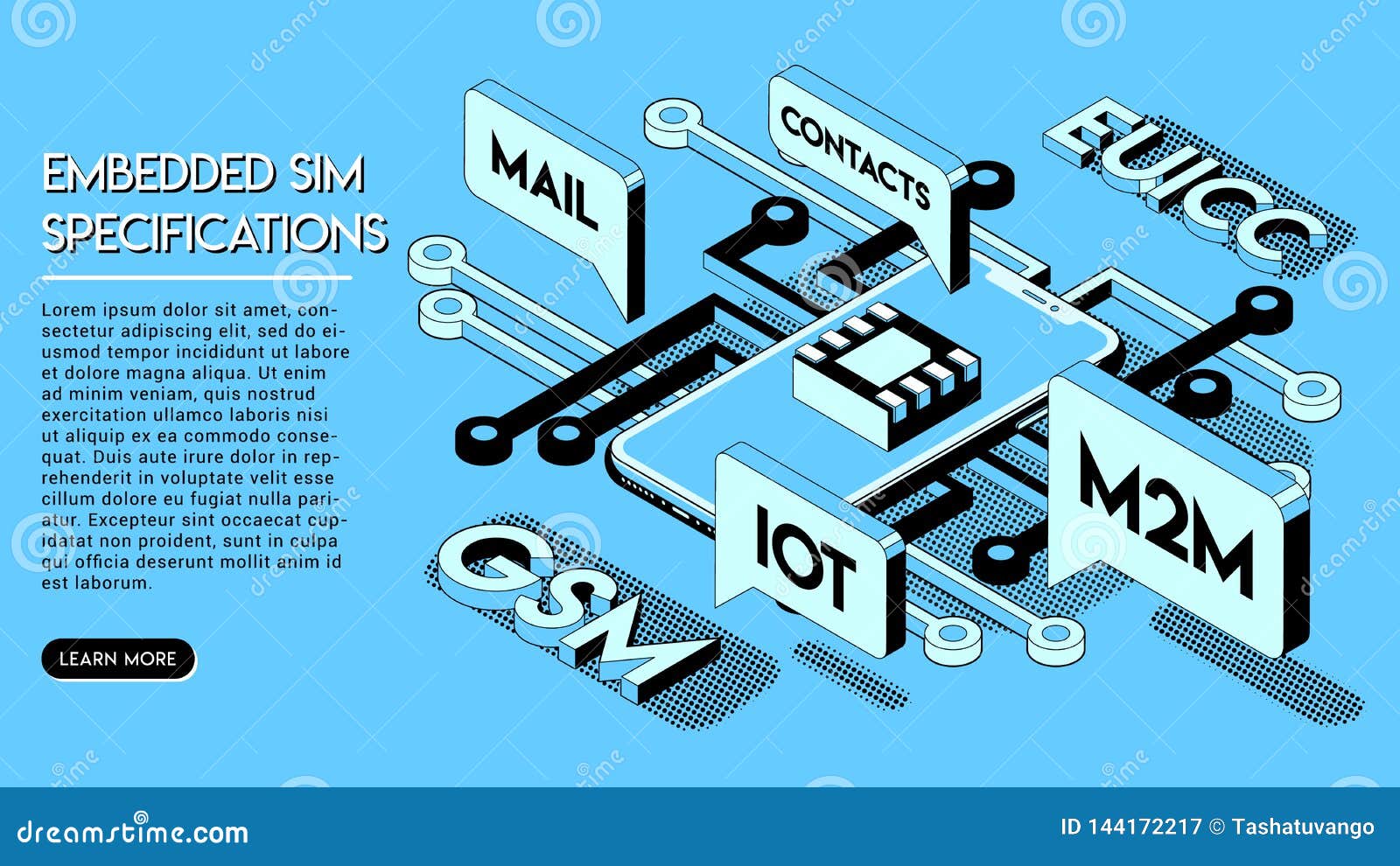 Embedded SIM Concept. New Mobile Communication Technology Stock Vector ...