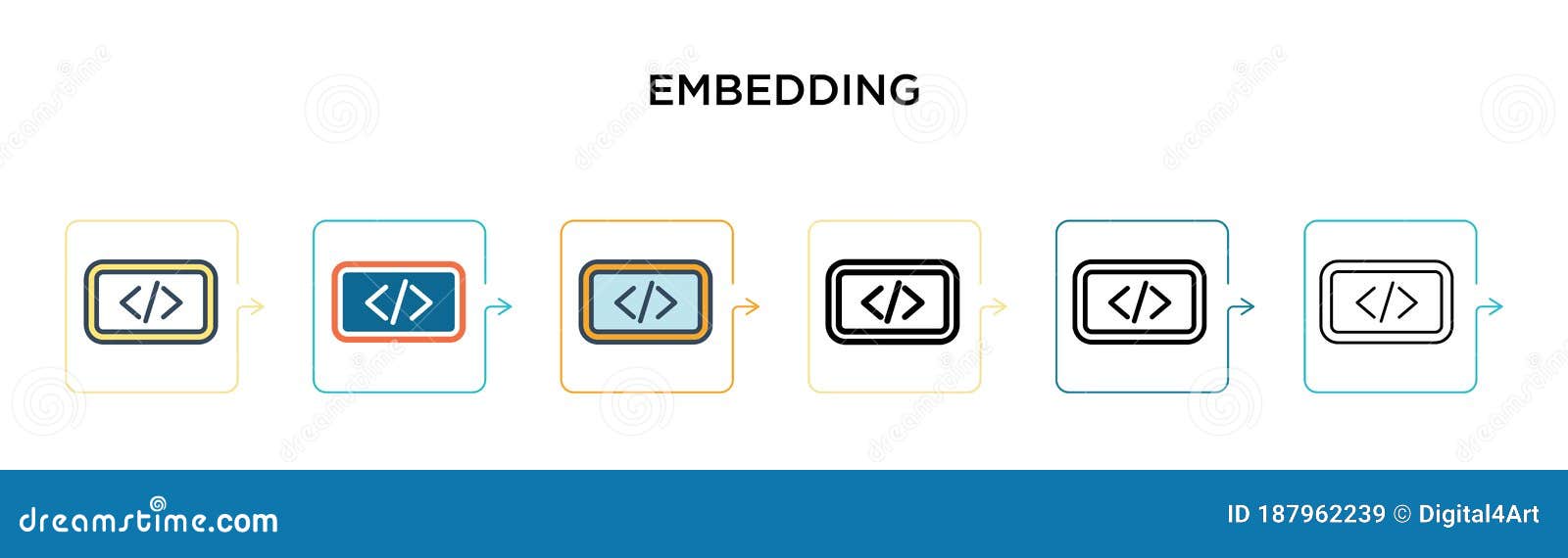 Embedding Icon In Different Style Vector Illustration. Two Colored And ... Embedding Icon In Different Style Vector Illustration. Two Colored And ...