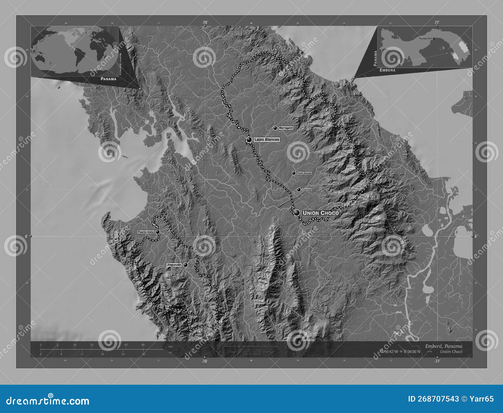 Embera, Panama. Bilevel. Labelled Points of Cities Stock Illustration ...