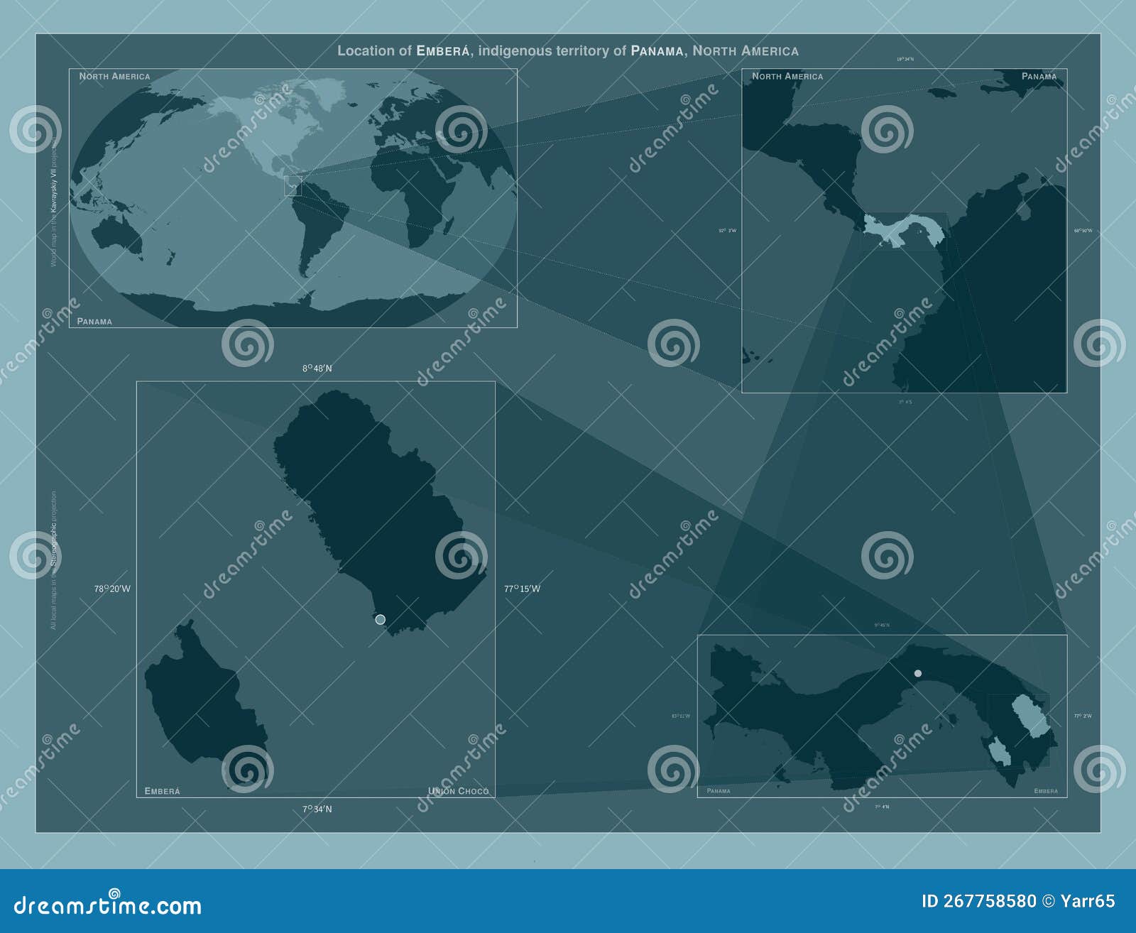Embera, Panama. Described Location Diagram Stock Illustration ...