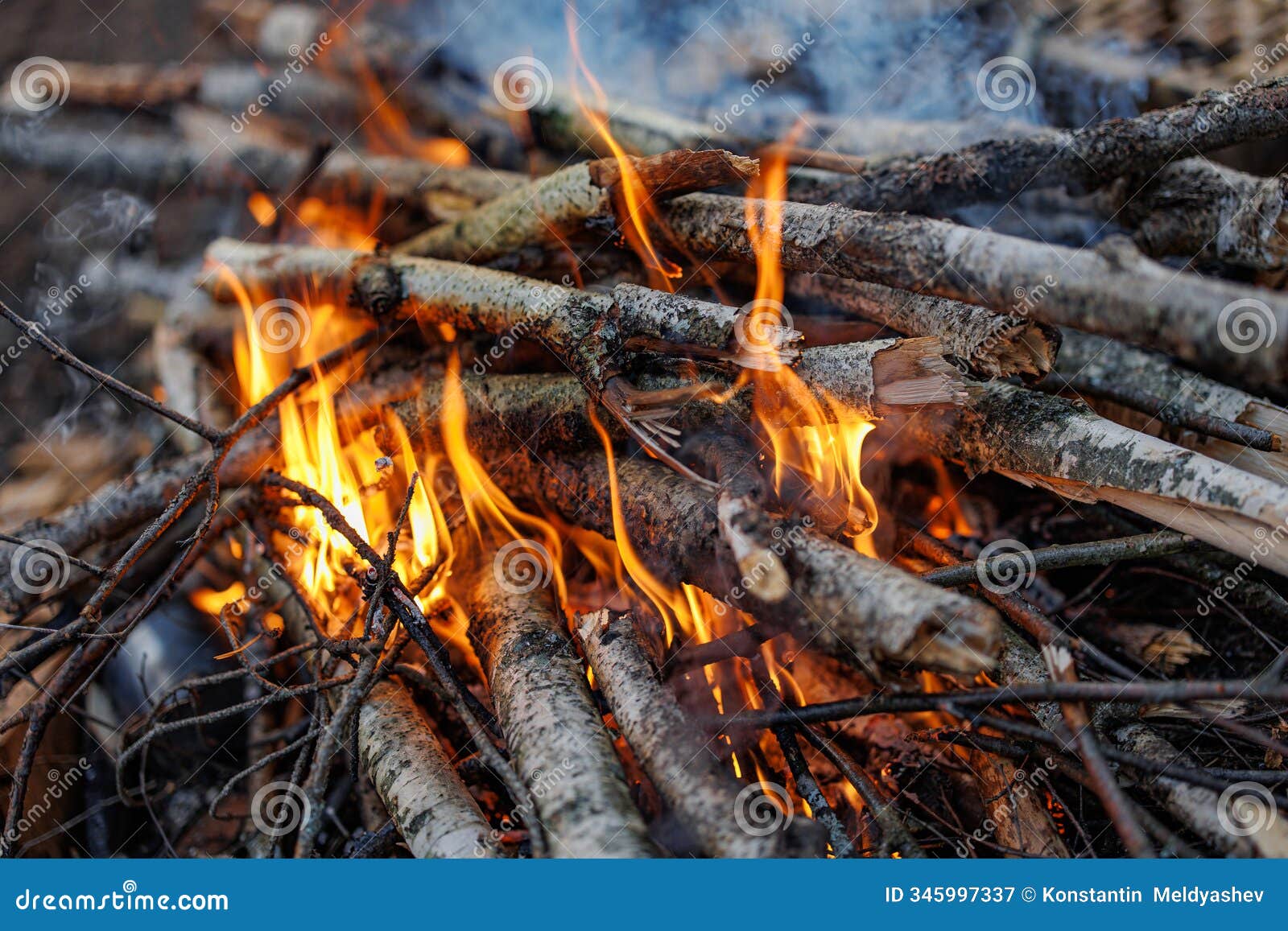 Embers of Adventure: a Dancing Fire Illuminating Natures Embrace Stock ...